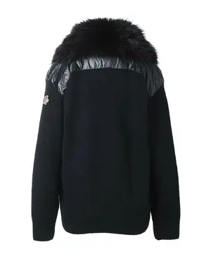 Moncler Logo Down Jacket With Fur Collar