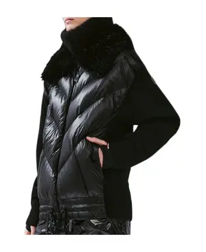 Moncler Logo Down Jacket With Fur Collar