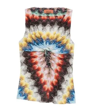 Missoni V-neck Sleeveless Textured Knit Vest - Nude