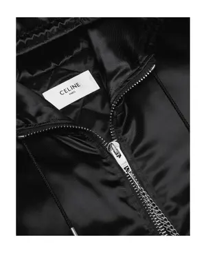 Celine Bomber Jacket In Satin-finish Nylon With Hood And Logo