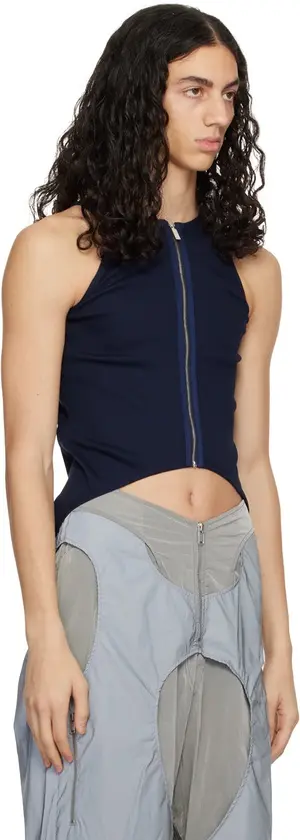 DION LEE Navy Corset Tank Top