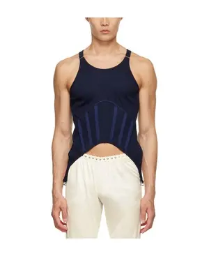 DION LEE Navy Corset Tank Top