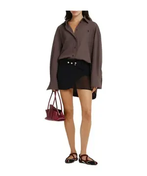 Attico Belted Viscose Blend Mini Skirt