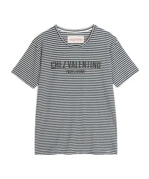 Valentino Garavani Chez Printed Striped T-shirt - Butter/ivory
