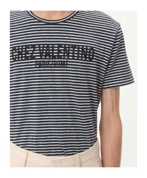 Valentino Garavani Chez Printed Striped T-shirt - Butter/ivory