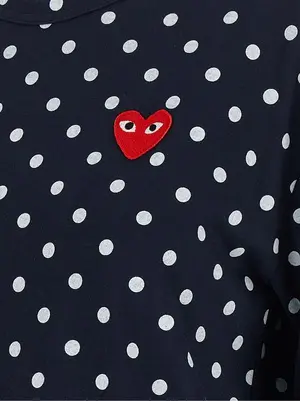 Play Comme Des Garcon Polka Dot Print Heart Patch Long Sleeve T-shirt
