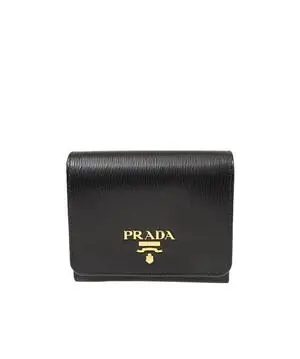 Prada Logo Short Wallet - Black