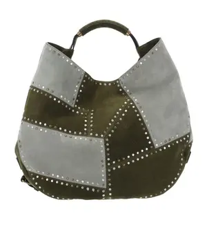 Moschino Patchwork Studded Tote Bag