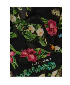 FERRAGAMO Eden Shoes Print Silk Scarf - Black