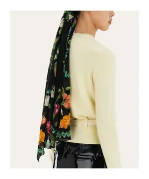 FERRAGAMO Eden Shoes Print Silk Scarf - Black