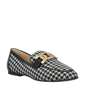 TOD'S Houndstooth Loafers With Chain Detail