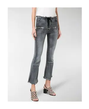 BEN TAVERNITI UNRAVEL PROJECT Lace-up Cropped Jeans