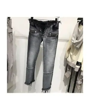 BEN TAVERNITI UNRAVEL PROJECT Lace-up Cropped Jeans