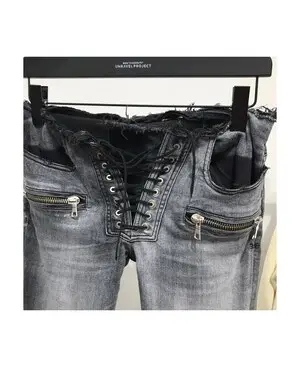 BEN TAVERNITI UNRAVEL PROJECT Lace-up Cropped Jeans