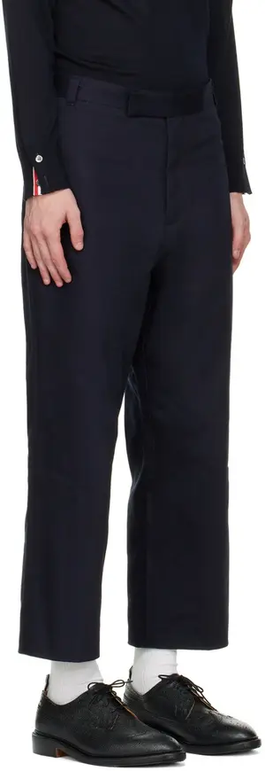 Thom Browne Cropped Straight-leg Trousers - Navy Blue