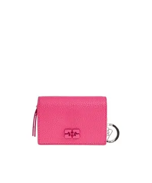 GANNI Logo Detailed Wallet - Pink