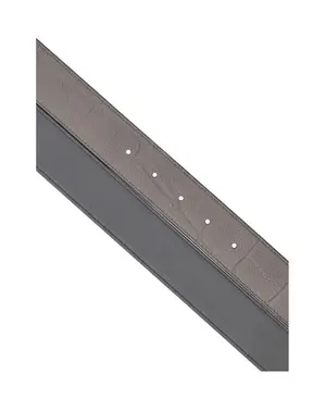 FERRAGAMO Gancini Buckle Leather Belt - Gray