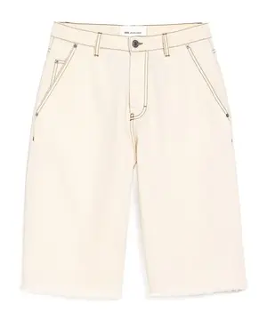Ami Vintage Effect Denim Bermuda Shorts - White Cream