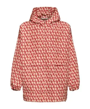 Valentino Garavani All-over Vlogo Print Zip-up Hooded Jacket