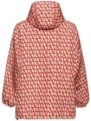 Valentino Garavani All-over Vlogo Print Zip-up Hooded Jacket