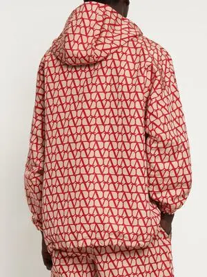 Valentino Garavani All-over Vlogo Print Zip-up Hooded Jacket
