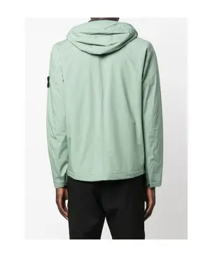 Stone Island Logo Patch Hooded Jacket - Sage
