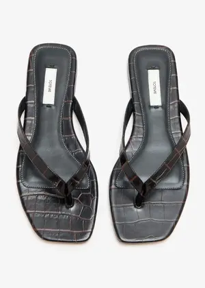 TOTEME Embossed Flat Sandals - Black