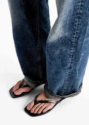 TOTEME Embossed Flat Sandals - Black