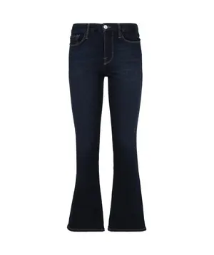 FRAME Cropped Flared Jeans With Contrast Stitching - Black
