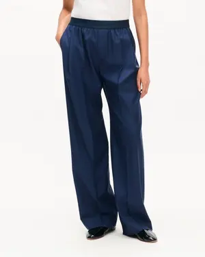 Kenzo Logo Jacquard Waistband Wide-leg Trousers - Blue-black