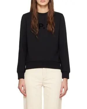 A.p.c. Flocked Logo Crewneck Sweatshirt
