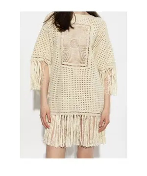 Zimmermann Crochet Fringe Trim Mini Dress