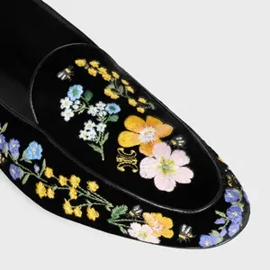 Celine Aura Loafers In Embroidered Velvet