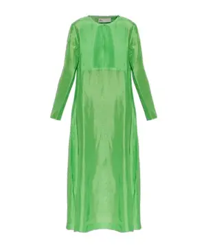 Tory Burch Tory Burch Pleated Bib Long Sleeve Maxi Dress No