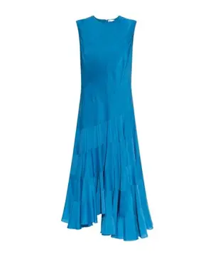 Tory Burch Flared Cotton Silk Dress - Blue