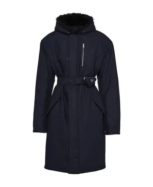 Prada Technical Canvas Raincoat With Removable Belt And Pouch