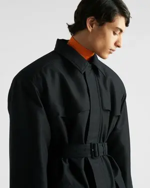 Prada Long Sleeved Belted Waist Jacket
