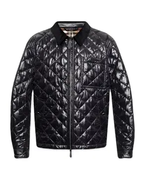 Burberry Diamond-quilted Bomber Jacket With Corduroy Lapel