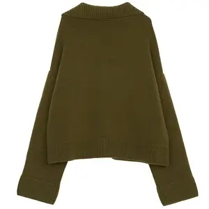 Khaite Long Sleeve Sweater With Lapels And Pockets