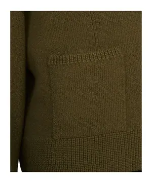 Khaite Long Sleeve Sweater With Lapels And Pockets - Green