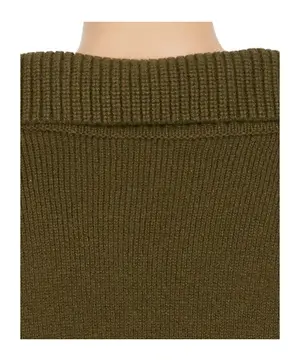 Khaite Long Sleeve Sweater With Lapels And Pockets - Green
