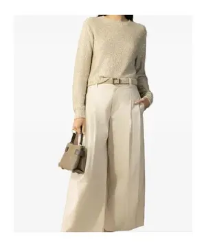Brunello Cucinelli Crewneck Sweater With Sequin Embellishments - Nude