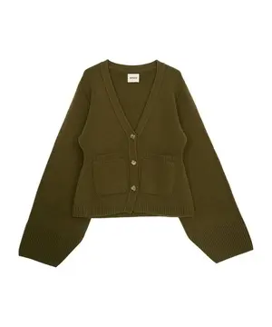Khaite Khaite Long Sleeve V-Neck Cardigan With Button Fastening Avocado
