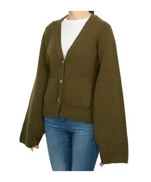 Khaite Long Sleeve V-neck Cardigan With Button Fastening - Avocado