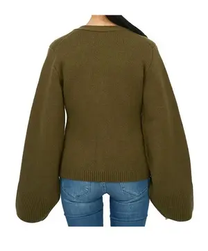 Khaite Long Sleeve V-neck Cardigan With Button Fastening - Avocado