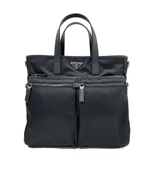 Prada Logo Patch Briefcase - Black