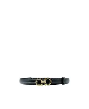 FERRAGAMO Gancini Decorative Skinny Belt - Black