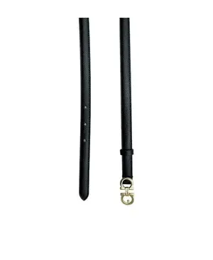 FERRAGAMO Gancini Decorative Skinny Belt - Black