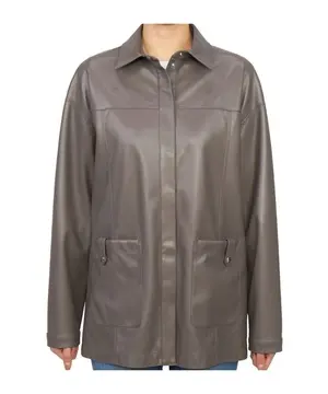Max Mara Collared Long-sleeved Leather Jacket