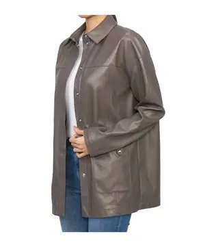 Max Mara Collared Long-sleeved Leather Jacket